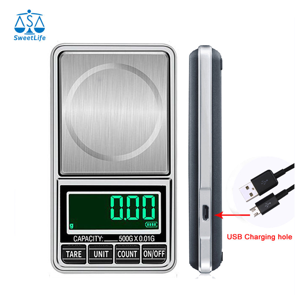 Pesa Digital Scale 500g / 0.01g (con carga USB) – DLF Distribucion